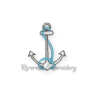 Small Vintage Style Anchor Machine Embroidery Design - Rivermill Embroidery