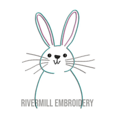 Cute Bean Stitch Doodle Bunny Rabbit Machine Embroidery Design ...