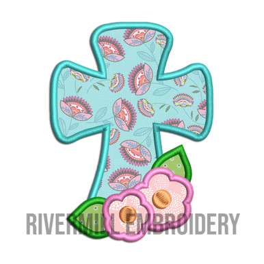 Applique Cross With Flowers Machine Embroidery Design - Rivermill ...