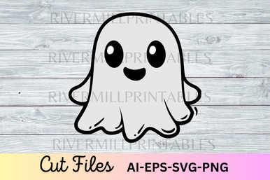 Cute Ghost SVG EPS DXF Cut File - Rivermill Embroidery