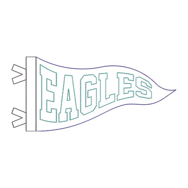 Eagles Wavy Pennant Flag Bean Stitch Raggy Applique Machine Embroidery ...