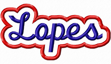 Applique Lopes Team Name Machine Embroidery Design - Rivermill Embroidery