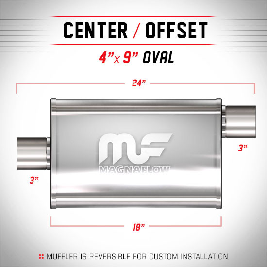 Magnaflow 14359 | Polished Stainless Muffler | 4"x9" Oval Body, 3 ...