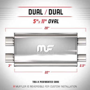 Magnaflow 12569 | Satin Stainless Muffler | 5"x11" Oval Body, 3"/2.5 ...