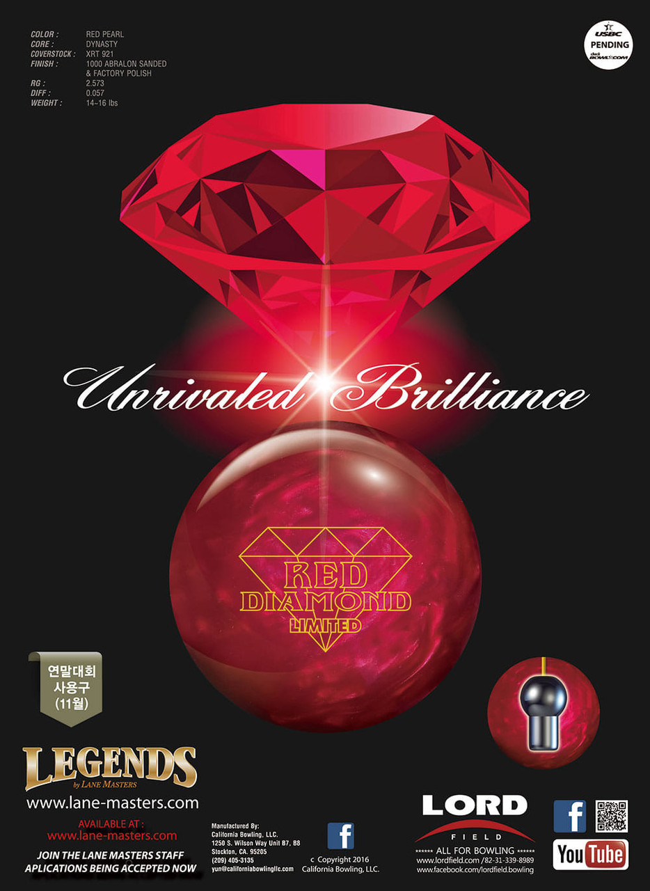 Legends Red Diamond Limited Bowling Ball - 123Bowl