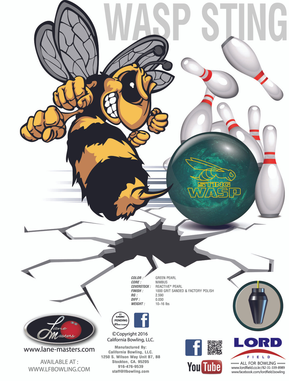 Lane Masters Sting Wasp Bowling Ball - 123Bowl