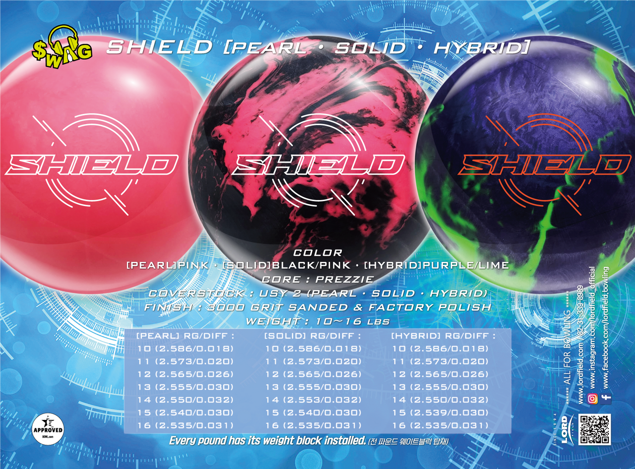 Lord Field Swag Shield Black/Pink Solid Bowling Ball - 123Bowl