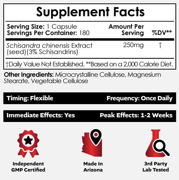 Schisandra Capsules | 250mg | Schisandra chinensis Extract
