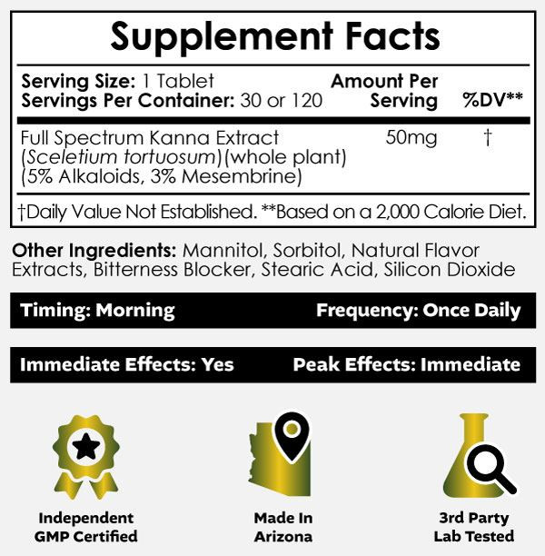 Full Spectrum Kanna Extract Quick Dissolve Tablets, kanna, kanna ...