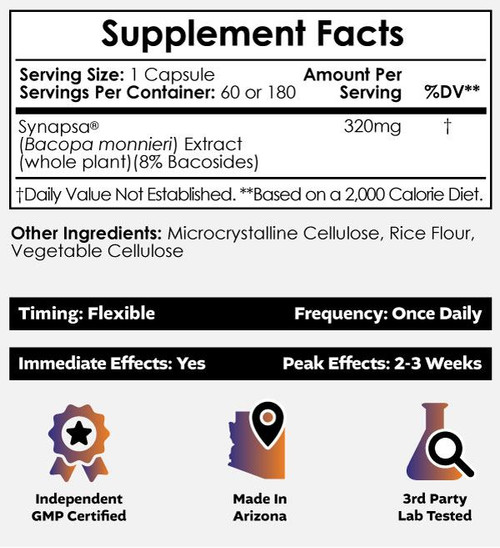 Buy Synapsa Bacopa Monnieri Extract Capsules 320mg - Nootropic Depot