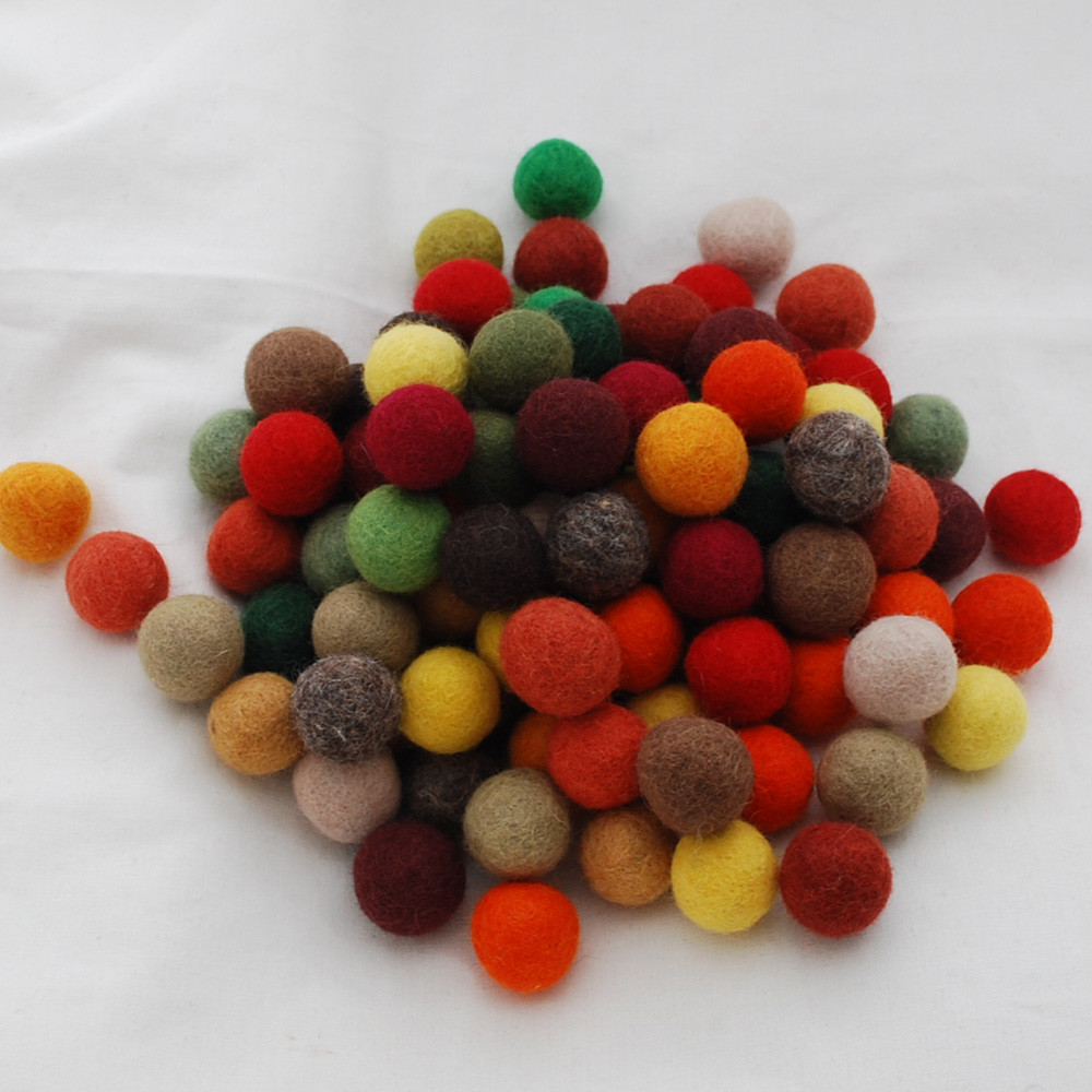 100% Wool Felt Balls - 100 Count - 2cm - Woodland Colours ...