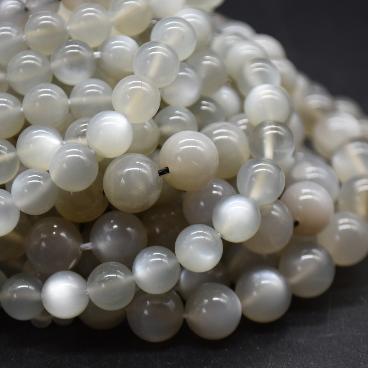 High Quality Grade A Natural Grey Moonstone Gemstone Round Beads 4, 6 ...