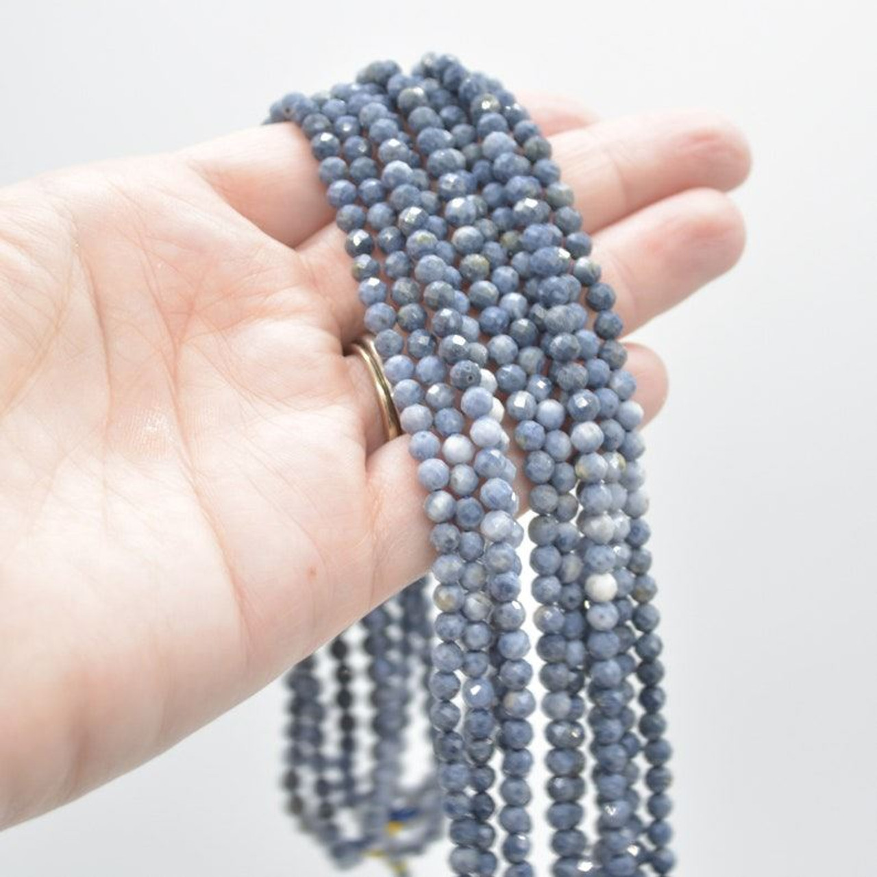 High Quality Grade A Natural Blue Coral Semi Precious Gemstone FACETED Round Beads 2.5 3mm 4mm 15 strand OrientalDirect