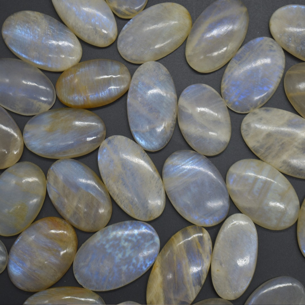 Natural Large Rainbow Moonstone Semi precious Oval Gemstone Cabochons 1 Count 2 Weight Options