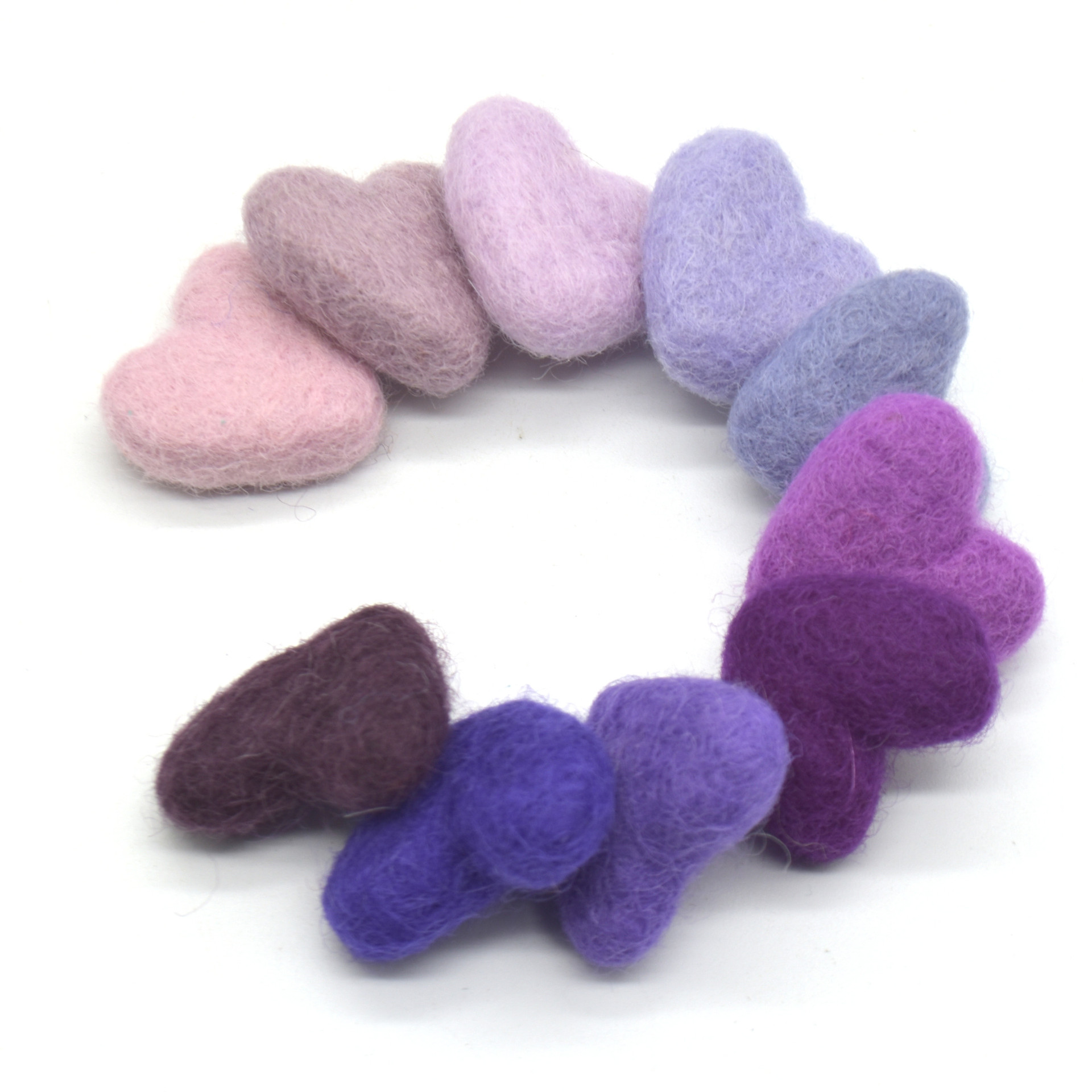 100% Wool Felt Hearts - 10 Count - approx 3cm - Rainbow Colours ...