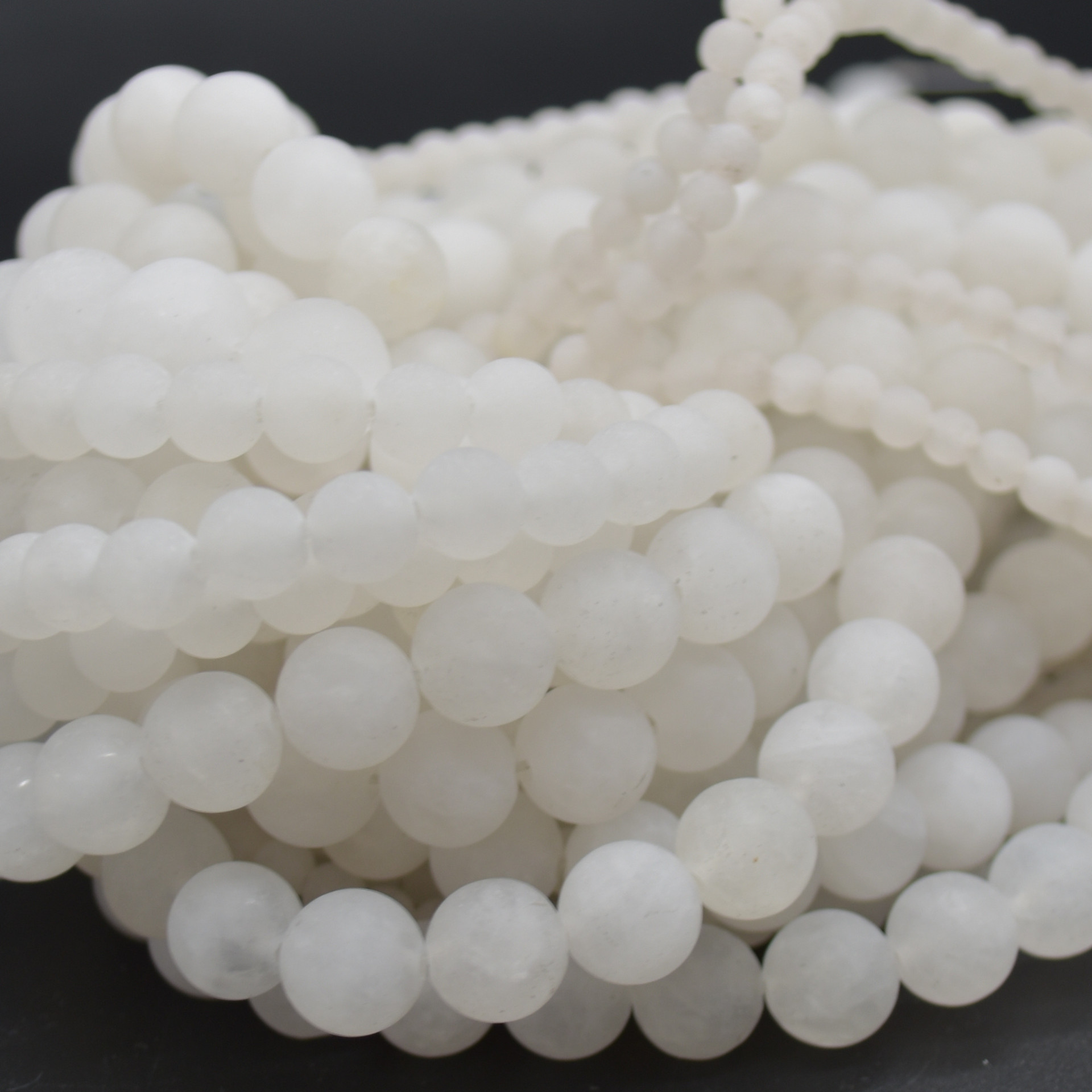 High Quality Grade A Natural White Jade Frosted / Matte Gemstone Round ...