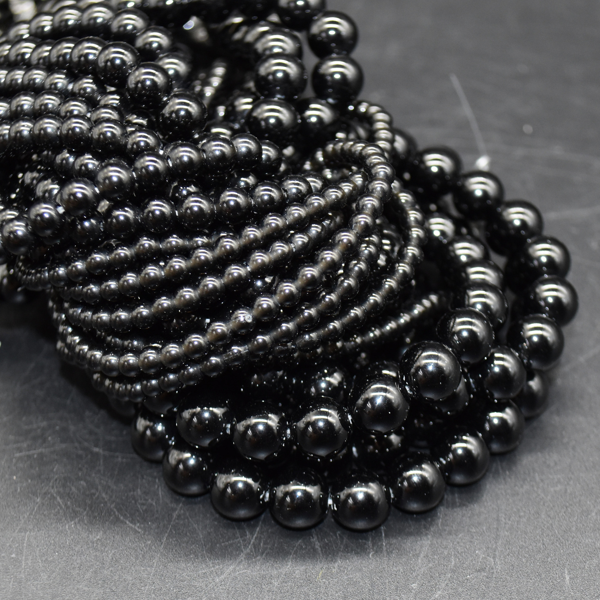 High Quality Grade A Natural Black Obsidian Gemstone Round Beads 4mm ...
