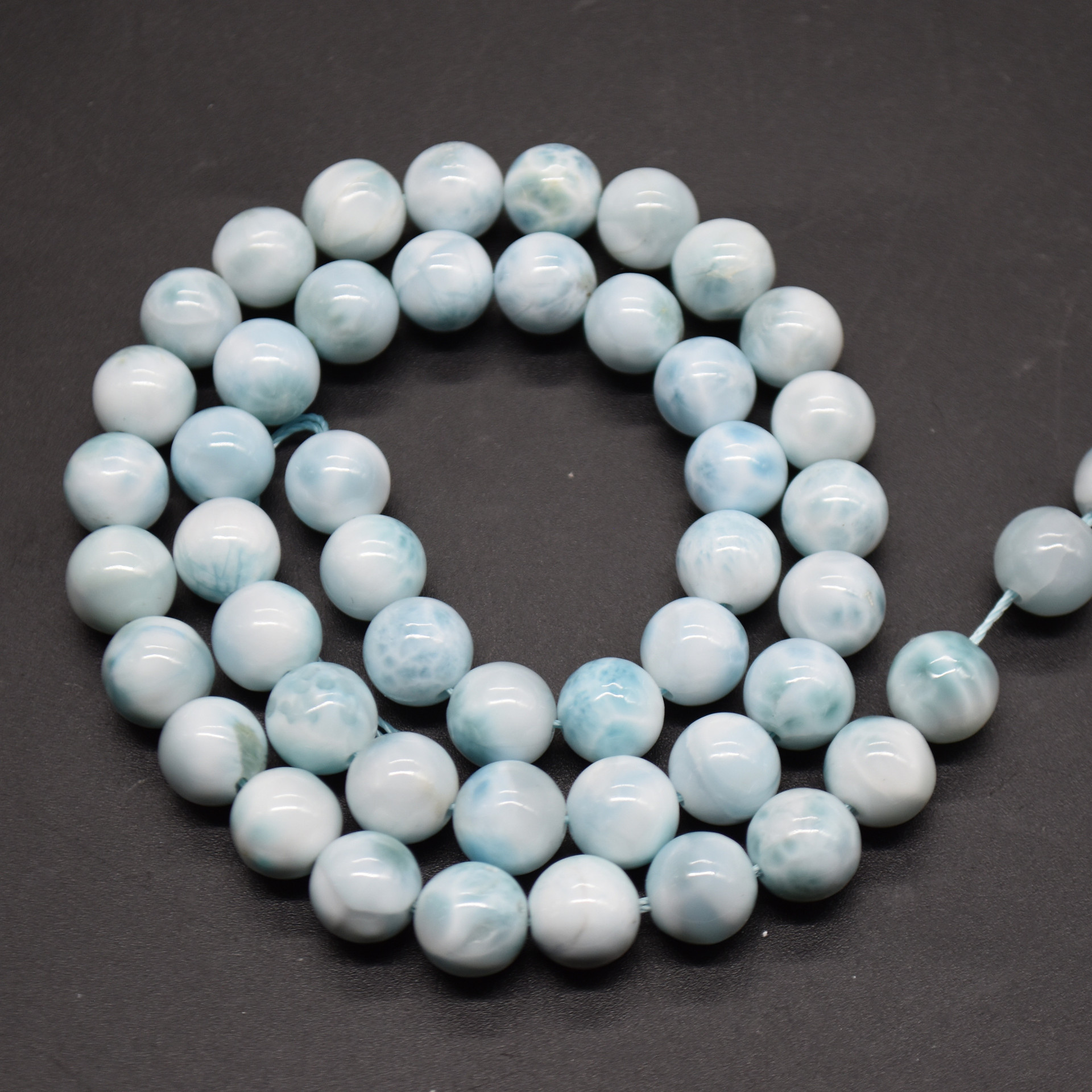 High Quality Grade A Natural Larimar Semi-precious Gemstone Round Beads ...