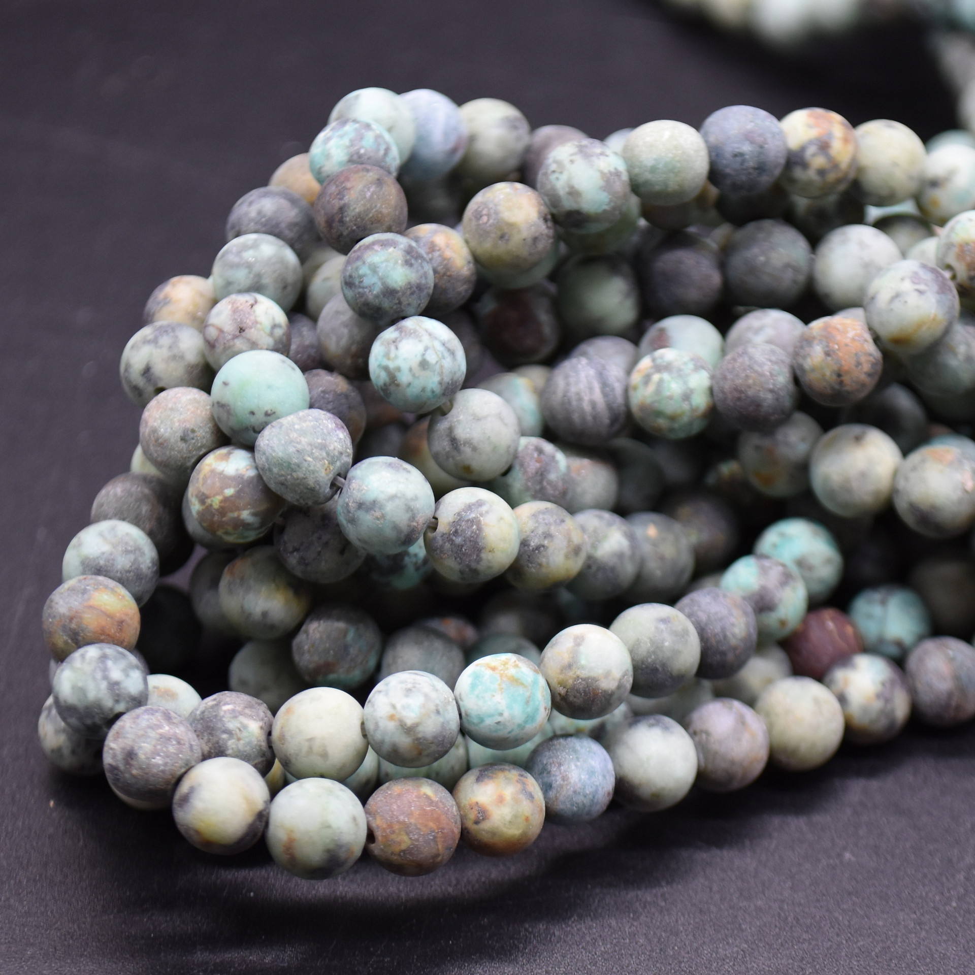 High Quality Grade A Natural African Turquoise Frosted / Matte Semi ...