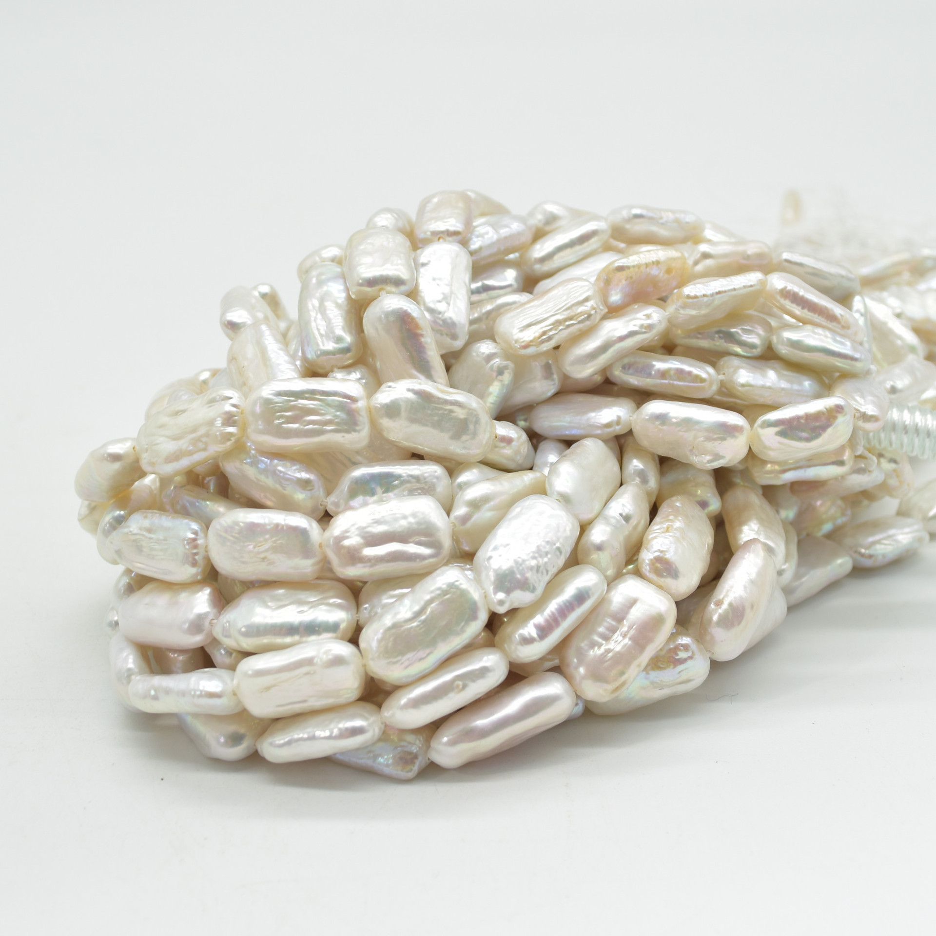 Natural Rectangular Keshi Pearl Beads - 13mm - 16mm - 14" strand ...