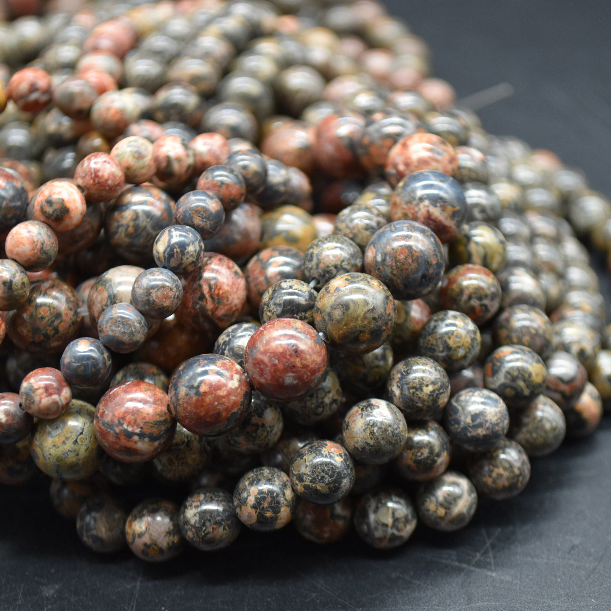 Semi-Precious Gemstone Dalmatian Jasper Round Beads 4mm, 6mm, 8mm, 10mm