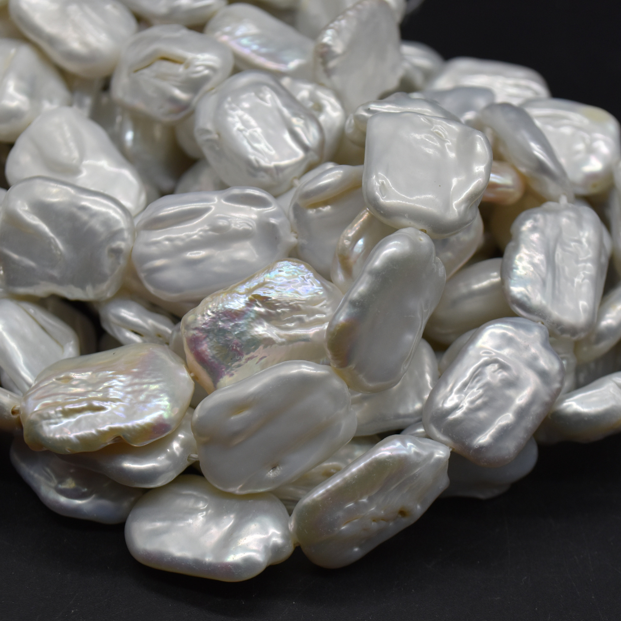 Natural Rectangular Keshi Pearl Beads - 13mm - 16mm - 14" strand ...
