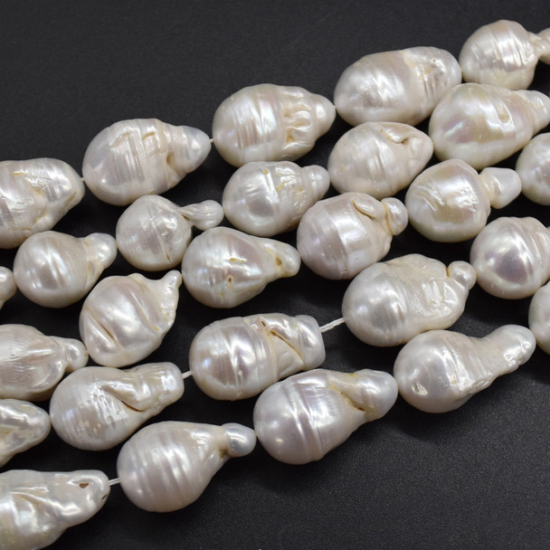 Natural White Freshwater Baroque Raindrop Teardrop Pearl Beads - approx ...