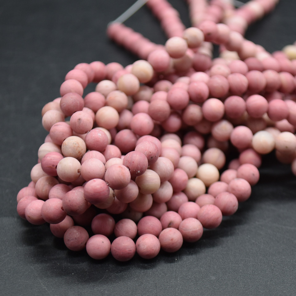 High Quality Grade A Natural Chinese Rhodonite (pink) Frosted / Matte ...