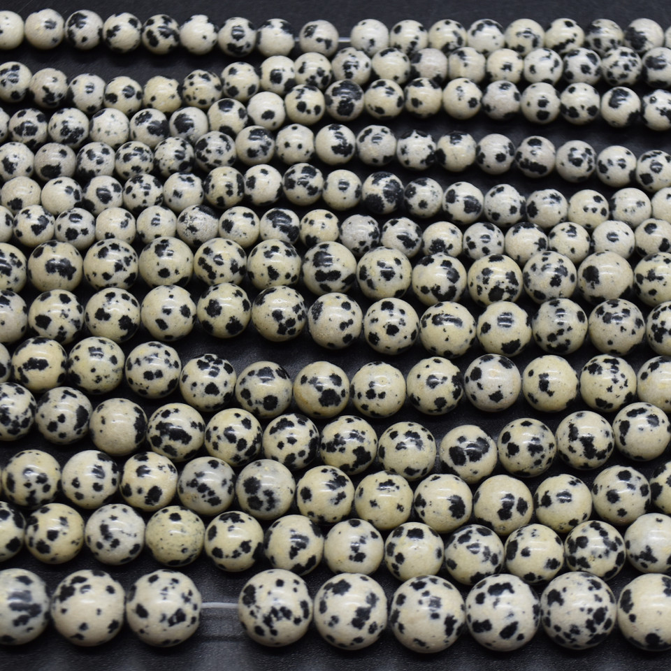 Semi-Precious Gemstone Dalmatian Jasper Round Beads 4mm, 6mm, 8mm, 10mm