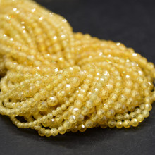 Cubic Zirconia FACETED Round Beads - Yellow - 2mm, 3mm, 4mm Sizes - 15 ...