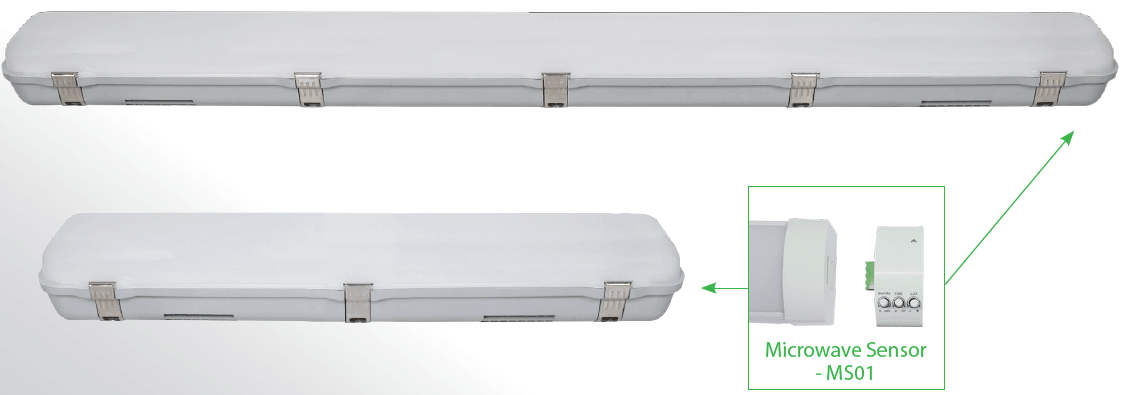 BATTENS Tri-Colour Weatherproof Emergency Batten with Sensor Socket