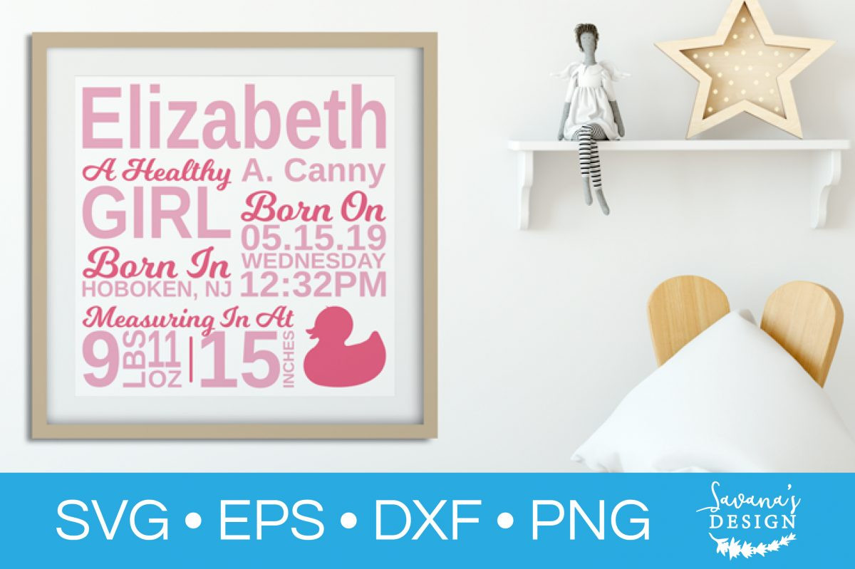Birth Stats SVG - SVG EPS PNG DXF Cut Files for Cricut and Silhouette ...