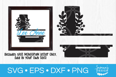 Letter L Floral Split Monogram SVG