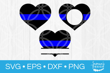 Thin Blue Line Heart SVG Bundle - SVG EPS PNG DXF Cut Files for Cricut ...