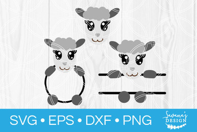 Lamb Face SVG Bundle - SVG EPS PNG DXF Cut Files for Cricut and ...