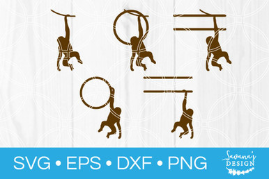 Monkey Monogram SVG Bundle - SVG EPS PNG DXF Cut Files for Cricut and ...