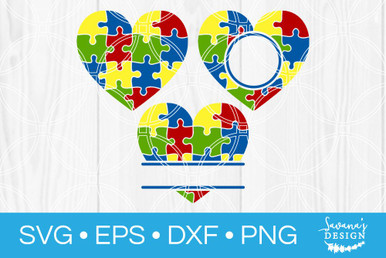 Autism Heart SVG Bundle - SVG EPS PNG DXF Cut Files for Cricut and ...