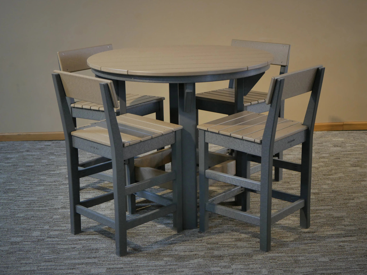 Amish-Made 42" Round Outdoor Counter Height Table Set – Poly Lumber ...