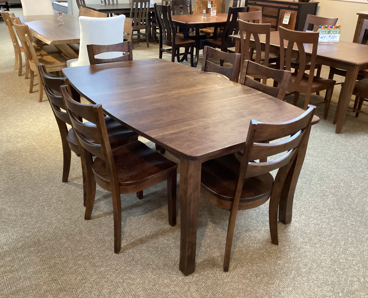 Amish Boat-Shape Dining Table in Sap Cherry Custom Dining