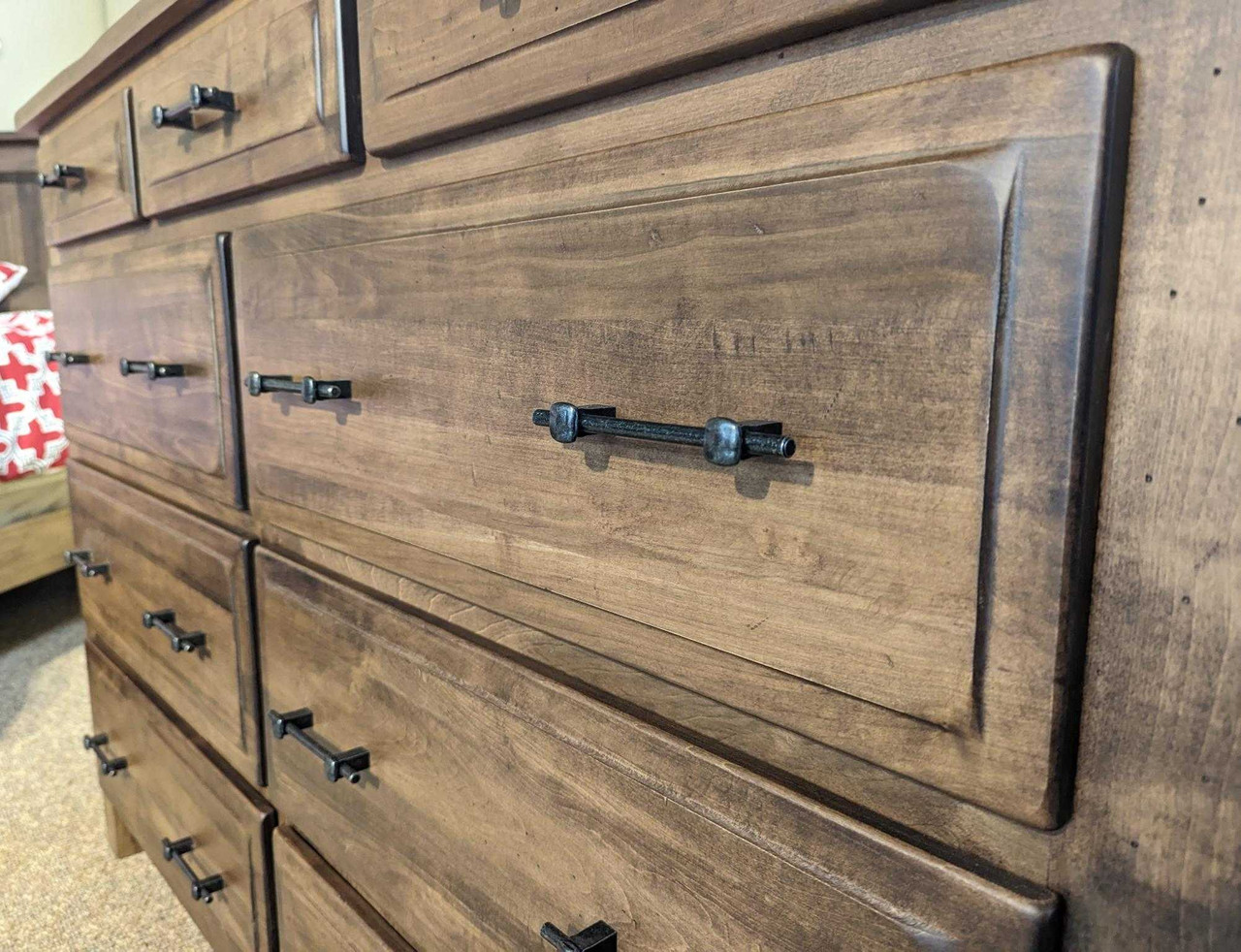 Amish Solid Maple 9 Drawer Dresser - Hand Planed Quality