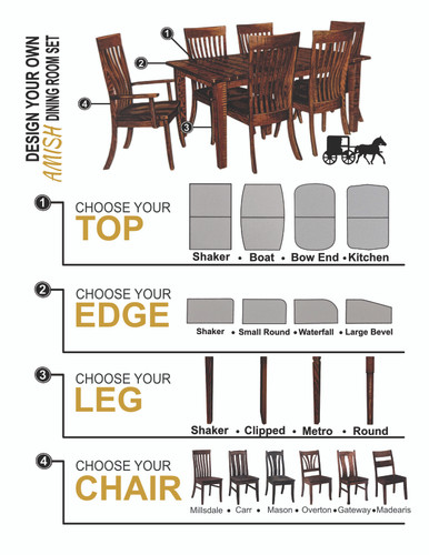 Amish-Made Dining Room Table Set; Design Your Own