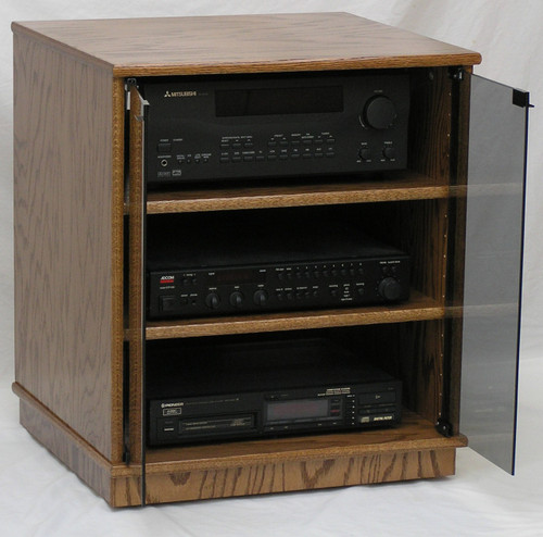 Stereo Rack w Glass Doors 27"High Oak Maple