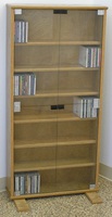 DVD bookcase with glass doors in oak or maple by Decibel Designs ...