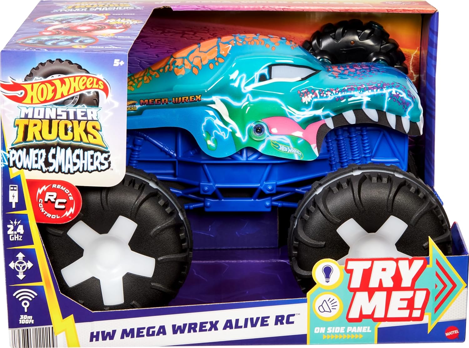 Hot Wheels Monster Trucks 1:15 Scale MEGA-Wrex Alive Remote-Control ...