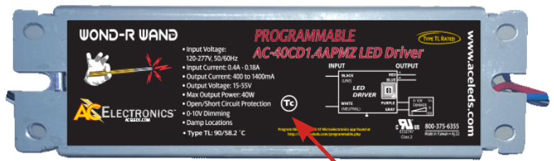 AC Electronics AC-40CD1.4APMZ Programmable LED Driver | 40W 1400mA