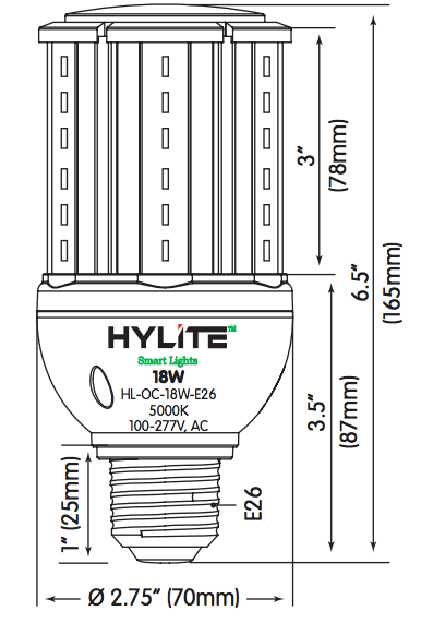 Hylite LED 18 Watt Omni-Cob Lamp HL-OC-18W-E26-50K