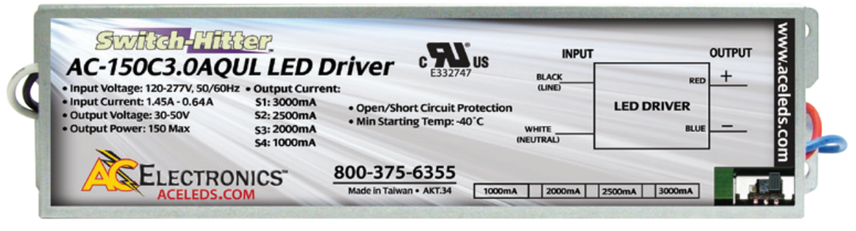 150/125/100/50W Constant Current LED Driver AC Electronics