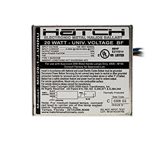 MC20-1-J-UNNU Hatch Mini eHID Ballast | 20W Bottom Feed Studs
