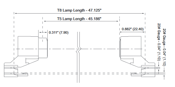 T8 to T5 Socket Conversion Socket Pair | Rigid and Spring End | Unshunted