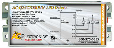 25W Two Channel Constant Current LED Driver AC Electronics
